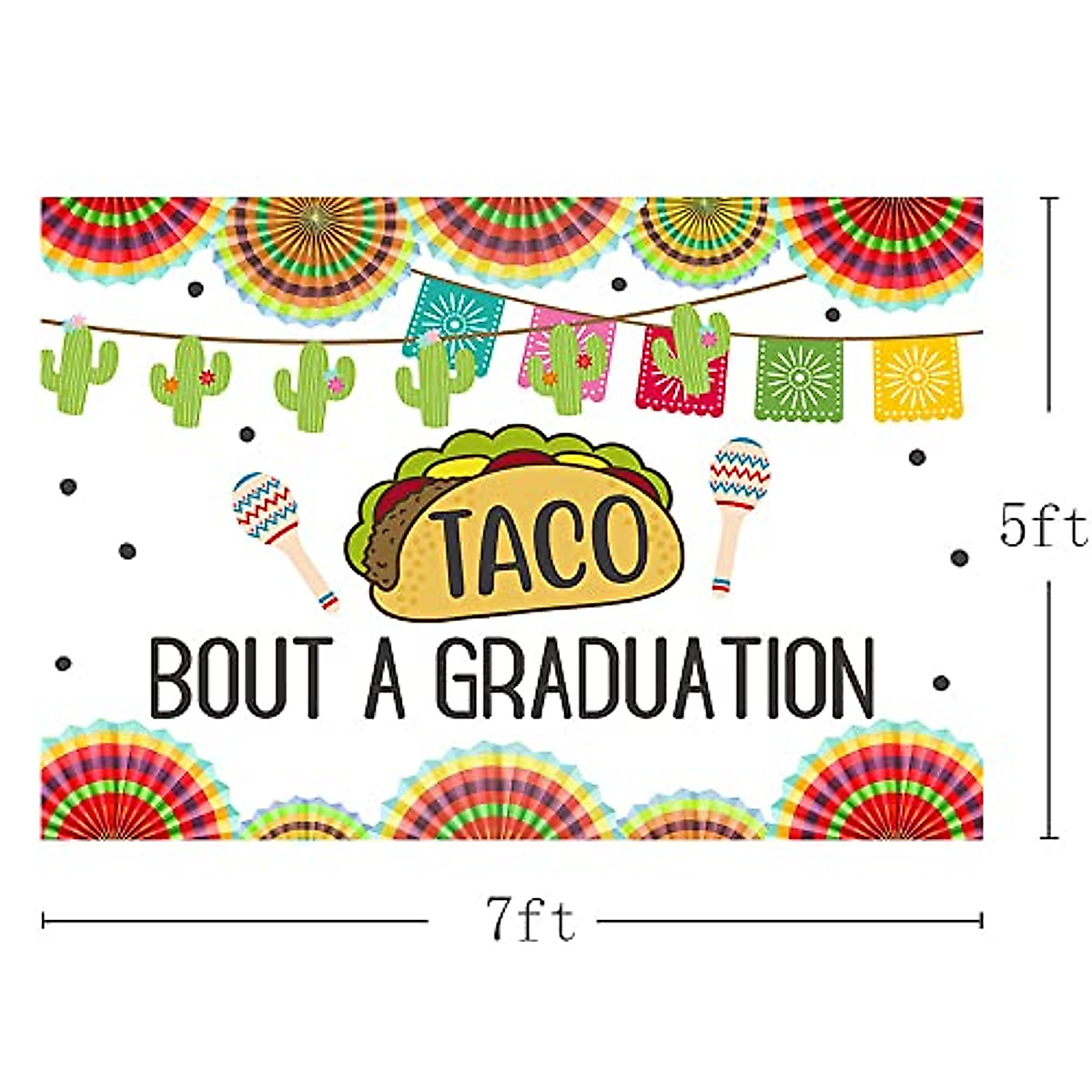 MEHOFOND 7x5ft Mexican Fiesta Taco Bout a Graduation Class of 2022 Backdrop Banner Prom Congrats Grad Party Supplies Cactus Decor Photoshoot Studio Props Background