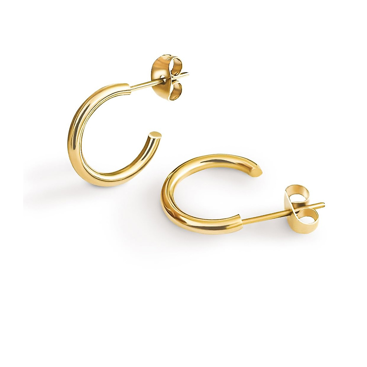 Altitude Boutique Small Gold Hoop Earrings For Women | 18kt Gold Plated Thin Tube Earrings | Lightweight, Hypoallergenic Chunky Gold Open Hoops (Gold 15mm)