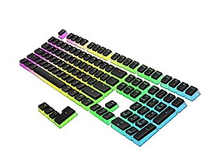 HK Gaming Pudding Keycaps Set | Doubleshot PBT Keycap Set | Full 108 OEM Profile Key Set | ANSI US-Layout | for Mechanical Keyboard | Compatible with Cherry MX, Gateron, Kailh, Outemu | Black