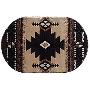 Champion Rugs Southwestern Navajo Aztec Native American Geometric Area Rug Berber (3 Feet X 5 Feet Oval)