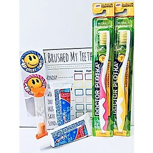 MOUTHWATCHERS Dr Plotkas Extra Soft Kids Toothbrush, Manual Flossing Toothbrushes Gift Set, Ultra Clean Toothbrush, 2 Childrens Toothbrushes