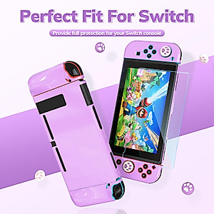 Younik Switch Carrying Case, 16 in 1 Switch Case Accessories Purple for Switch Original Model Includes Switch Travel Case Girls, Protective Case Cover, Screen Protector, Switch Game Case and More
