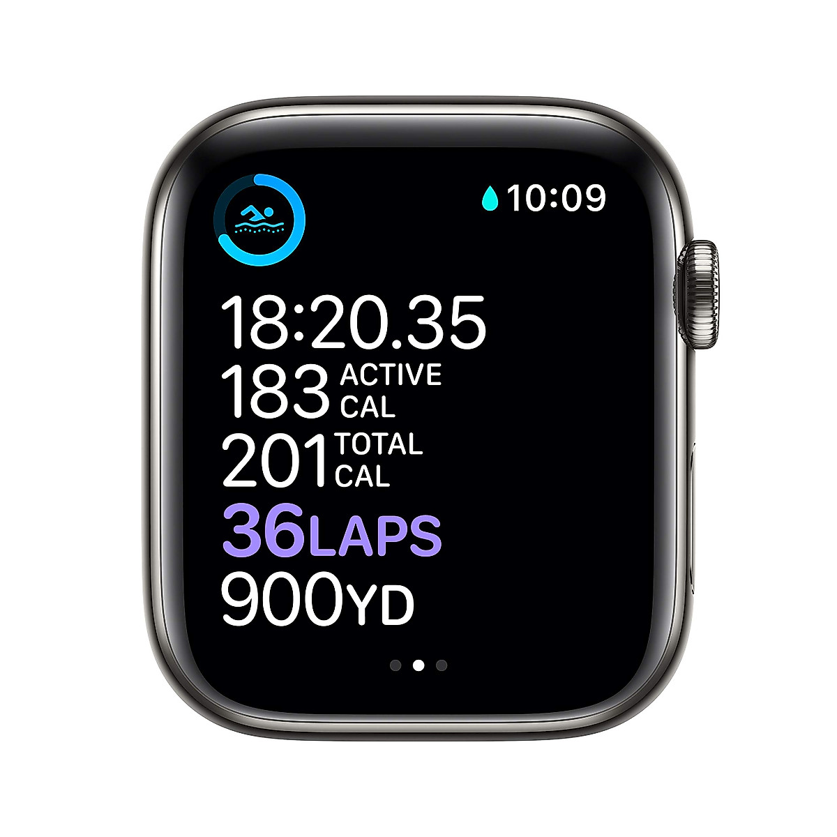 Apple Watch Series 6 (GPS + Cellular, 44mm) - Graphite Stainless Steel Case with Black Sport Band