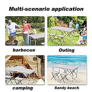 Outdoor Table and Chair Set Camping Aluminum Alloy Picnic Barbecue Table, Waterproof and Durable Folding Table, Outdoor Folding Table and Chair, for 4 People, 120x60cm
