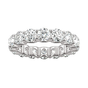 Charles & Colvard Created Moissanite 4.5mm Round Cut Eternity Band for Women | 5.28 cttw DEW | Lab Grown | Solid 14K White Gold with Rhodium | Size 8