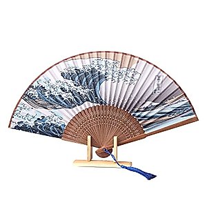 Hand Fan Pocket Fan Tassel Folding Fan Retro Bamboo Handle Fan Summer Party Dancing Wedding Vintage Style