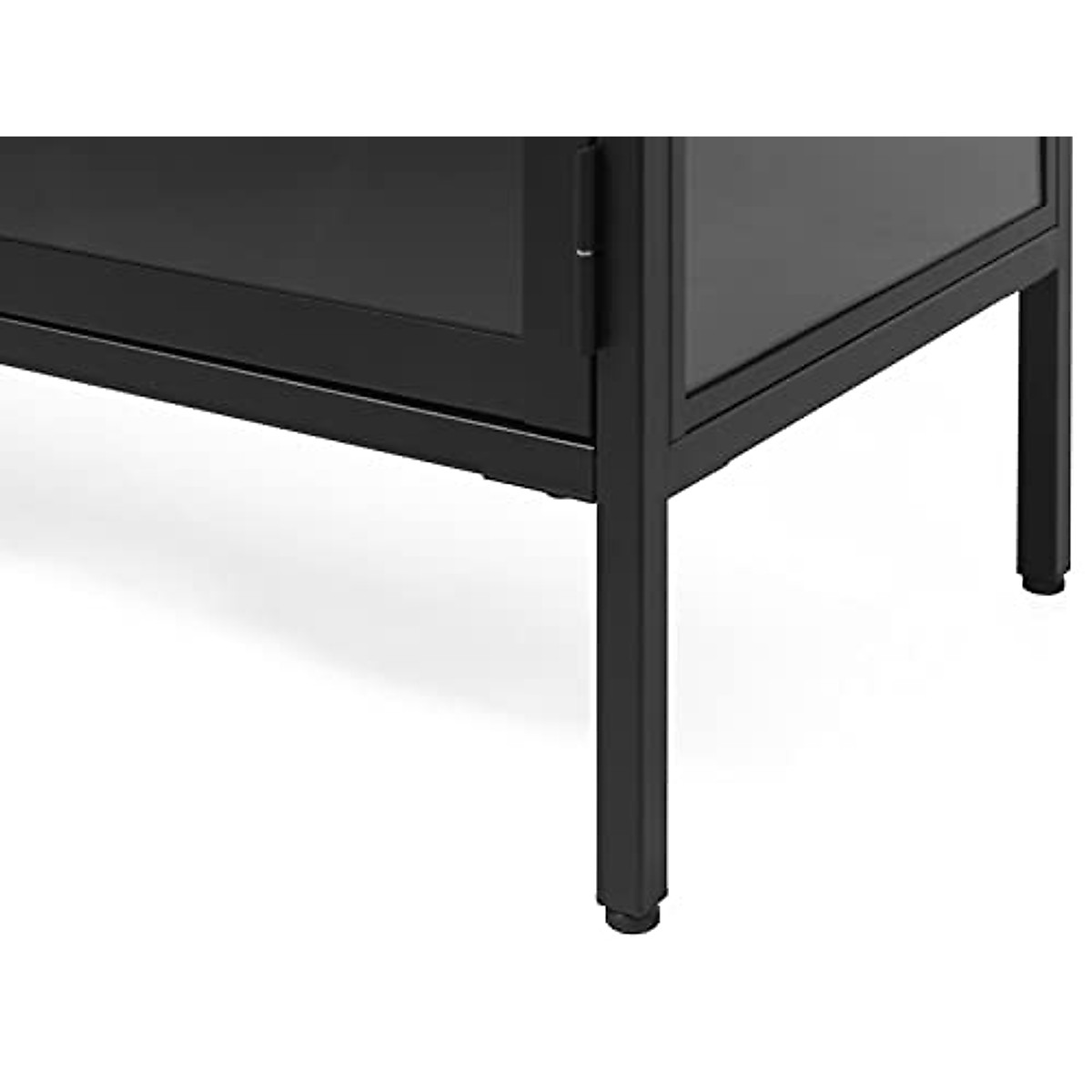 Modern Dover 2-Section Sideboard with Tempered Glass Doors, Steel Frame, Adjustable Height Feet, Freestanding for Home Office, Living Room, ‎Bathroom, Nursery, Bedroom, 15.75x36.5x33.5 in., Black/Gold