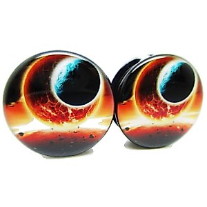 Pierced Republic Sun Explosion Ear Plugs - Acrylic Screw-On - 10 Sizes - Pair (1" (25mm))