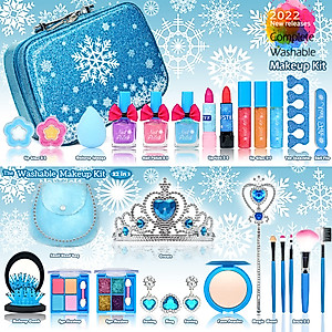 Kids Makeup Kit for Girl - Washable Real Make-up Kit Toy for Little Girls, Toddler Make up & Non-Toxic Cosmetic Set, Play Pretend Dress Up Starter, Age 4 5 6 7 8 Year Olds Child Birthday Gift 32Pcs