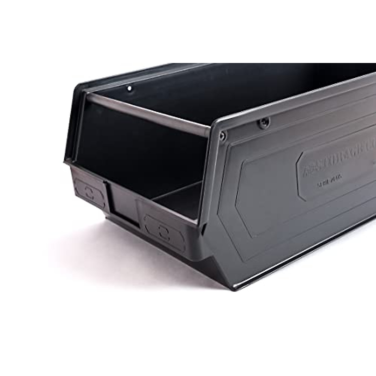 12 Pack Small Storage Bin, Wall Mount Storage, Hanging and Stacking Bin, Freestanding | 20” x 12” x 8” Plastic Container | Black | Zeus 4PLZ06 StorageCompat