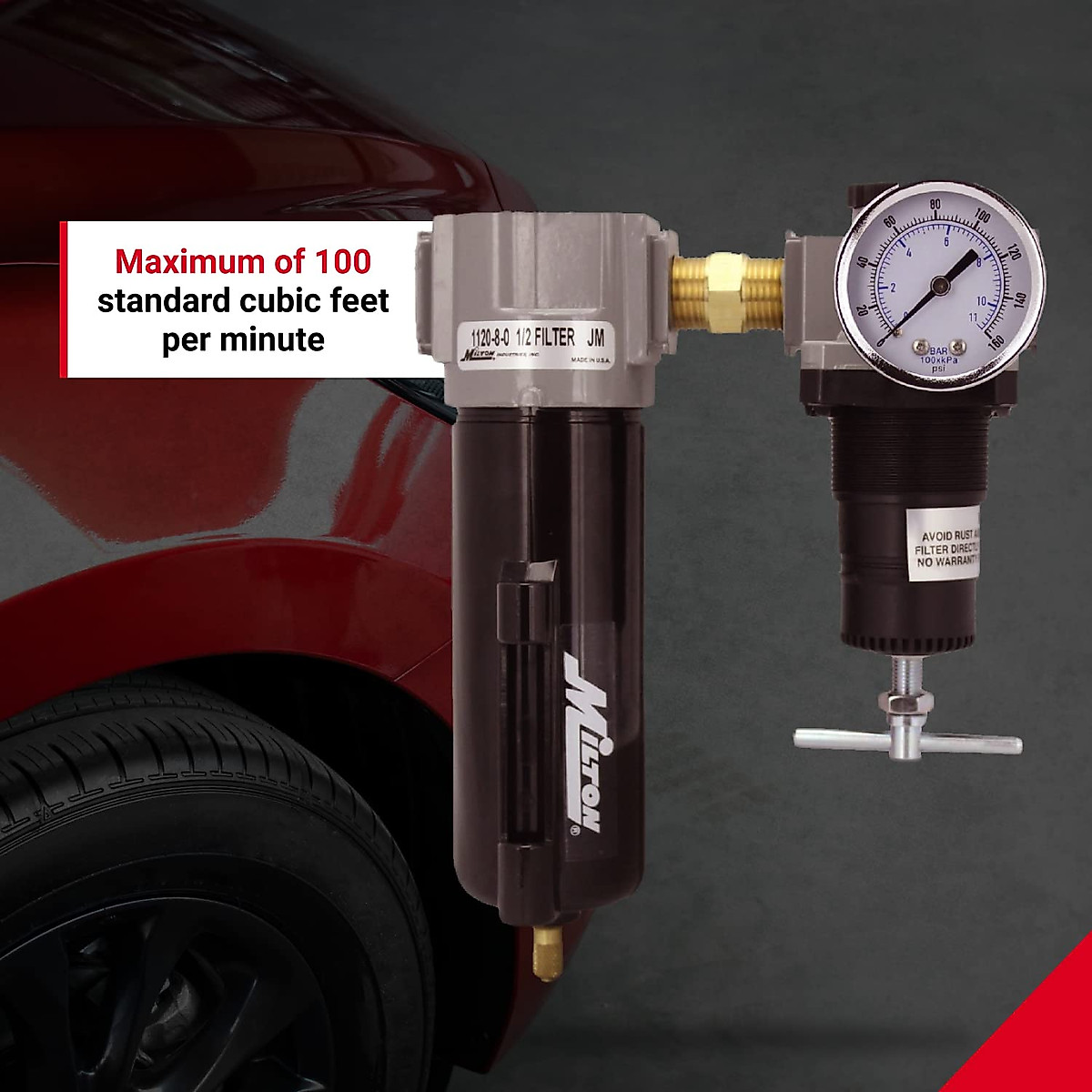 Milton 1108 1/2" Filter and Regulator Duo, Black