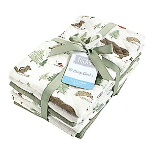 Hudson Baby Unisex Baby Quilted Burp Cloths, Forest Animals, One Size