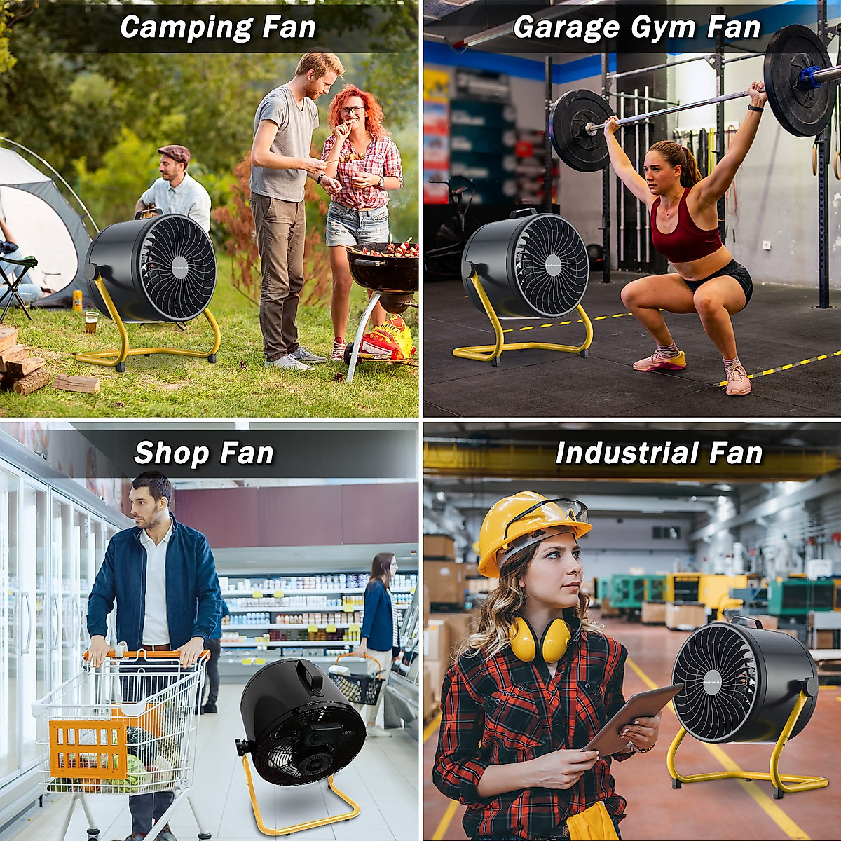 Bestronair 16 Inch 4800 CFM High Velocity Powerful Turbo Floorl Fan, Full-Size Whole Room Air Circulator Fan with 3-Speed Wind Adjustment and 360° Adjustable Angle for Shop Gym Garage Living Room