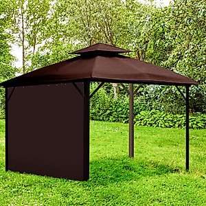 AONEAR Gazebo Privacy Curtain with Zipper Side Wall Universal Replacement for 10' x 10' Gazebo, Patio, Outdoor Canopy, Garden and Backyard,Coffee Brown (1-Panel Curtain Only)