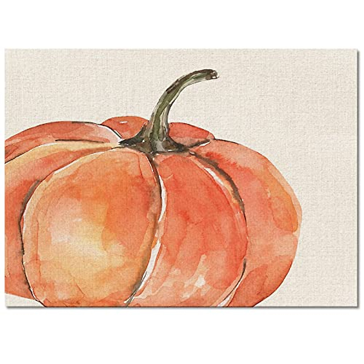 OComster Thanksgiving Rectangle Shape Large Area Rugs - 4 x 6 Feet Watercolor Orange Pumpkin Fall Fruit Burlap - (Non-Woven + Rubber) Low File Floor Mat