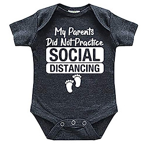 Unordinary Toddler my parents did not practice social distancing newborn baby funny quarantine announcements bodysuit (Charcoal Black, 3-6 Months)