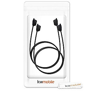 kwmobile Straps Compatible with Samsung Galaxy Buds/Buds Plus - 2X Silicone Holder for Wireless Earphones - Black