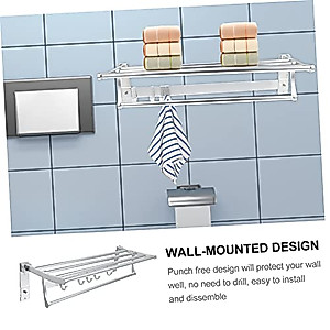Zerodeko 1 Set Towel Rack Makeup Organizer Telescopic Towel Rack Shampoo Holder Metal Shelving Wall Mounted Shelf Shelves Wall Mounted Bright Silver Slippers Shelf Slippers Rack Storage Set