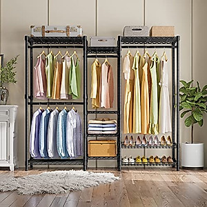 VIPEK V8i Basic Wire Garment Rack Heavy Duty Clothes Rack with Adjustable Shelves & Shoes Racks, Freestanding Wardrobe Closet for Bedroom, Metal Clothing Rack for Hanging Clothes, Black