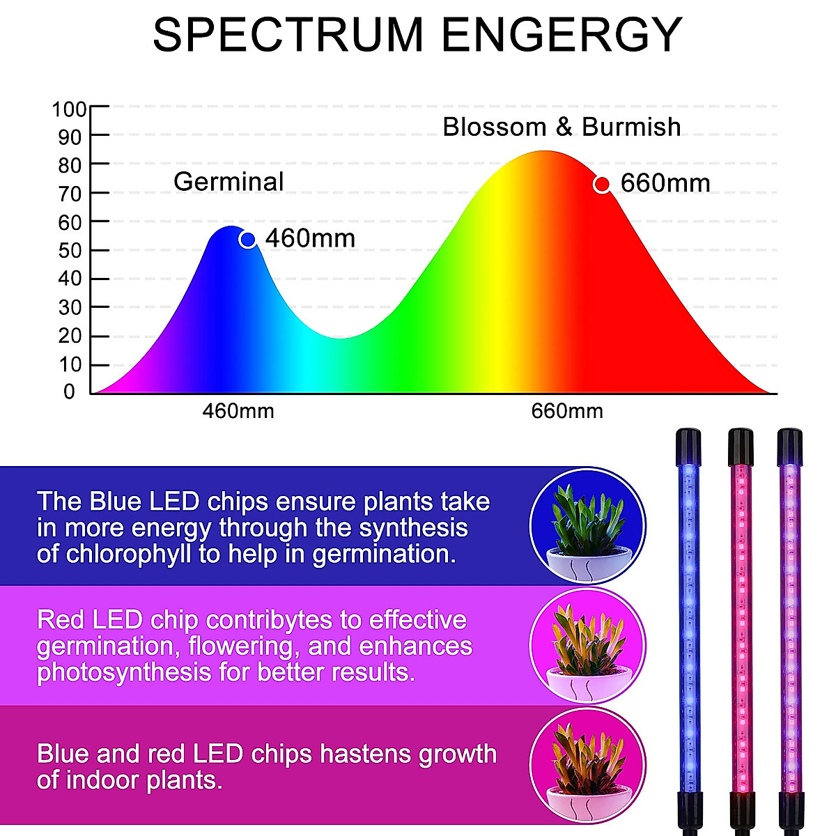 XINBAOHONG Grow Lights 10 Dimmable Levels Plant Grow Lights with 3 Modes Timing Function for Indoor Plants