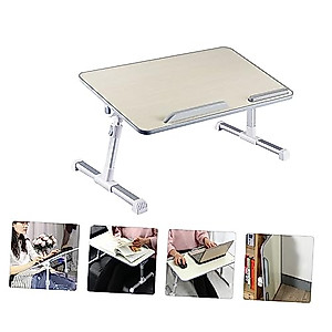 USHOBE 1pc Adjustable Computer Desk Desktop Bookcase Metal Tray Couch Tray Mini Size Breakfast Tray Foldable Bed Desk Stand up Office Wooden Desk Office Table Student Study Table The Bed