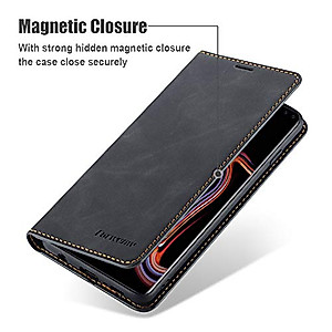 EYZUTAK Premium PU Leather Flip Folio Case for Samsung Galaxy S8, Protective Case with Kickstand Card Slot Magnetic Closure Shockproof Wallet Cover for Samsung Galaxy S8 - Black