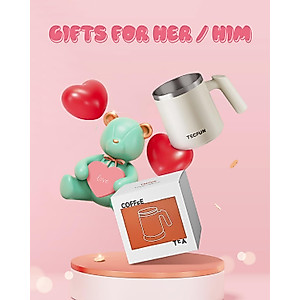 TECFUN Coffee Mug Warmer, [2024 new Wireless Heating Tech][0 Fire Risk][2 In 1 Mug Warmer & Wireless Charger] 12oz Mug with Lid, Coffee Warmer for Desk, Tea Cup Warmer, Gifts for her/him