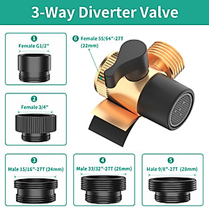 HEROBAI Sink Hose Sprayer Attachment for Faucet, 3 Mode Shower Head Attaches to Tub Faucet with 5 Adapters, High Pressure Shower Head for Bathtub, Handheld Showerhead with Filter (Black)