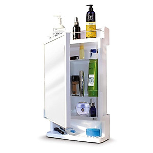 Well Set Medicine Cabinet with Mirror, Wall Mounted Bathroom Storage Cabinet Mirror Door & 2 Open Shelves, Adjustable Shelves, Mirrored Bathroom Wall Cabinet 21 x 5 x 12 Inches