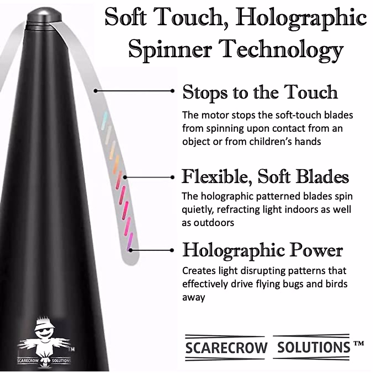 Portable Scarecrow - Flying Pest Repellant Fan (Black) * 1 Scarecrow Per Order *