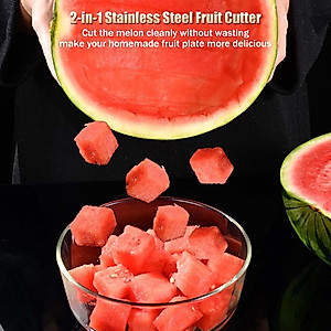 2-in-1 Stainless Steel Fruit Cutter, 2024 New Watermelon Fork Slicer Cutter Slicer Tool, Dual Head Fruit Forks Slicer Knife (2Pcs)