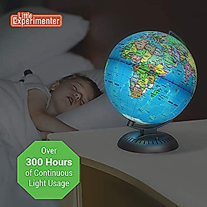 Illuminated Globe of the World with Stand | World Globe for Kids Learning with Build in LED Night Light | Light Up Earth Globe for Children | 8” Globe for Home, Desk, Classroom