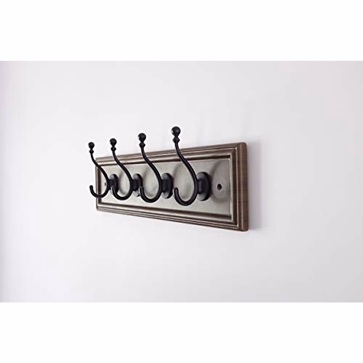 Hickory Hardware Cottage Collection Coat Rack/Hook Rail 4 Coat and Hat Hooks 20 Inch Long Medium Wood Grain with Vintage Bronze Finish