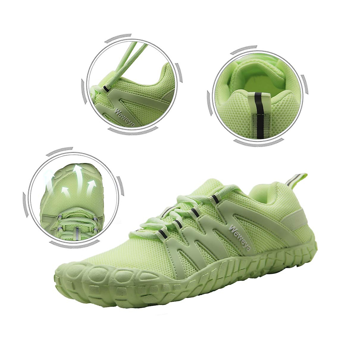 Women's Minimalist Shoes Barefoot Gym Weightlifting Comfortable Five Toe Shoes Workout Bunion Boxing Kickboxing Green US Size 10.5