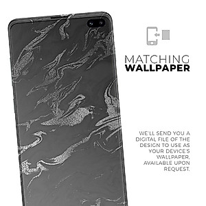 DesignSkinz Black & Silver Marble Swirl V3 Protective Vinyl Decal Wrap Skin Cover Compatible with The Samsung Galaxy S20 (Screen Trim & Back Glass Skin)