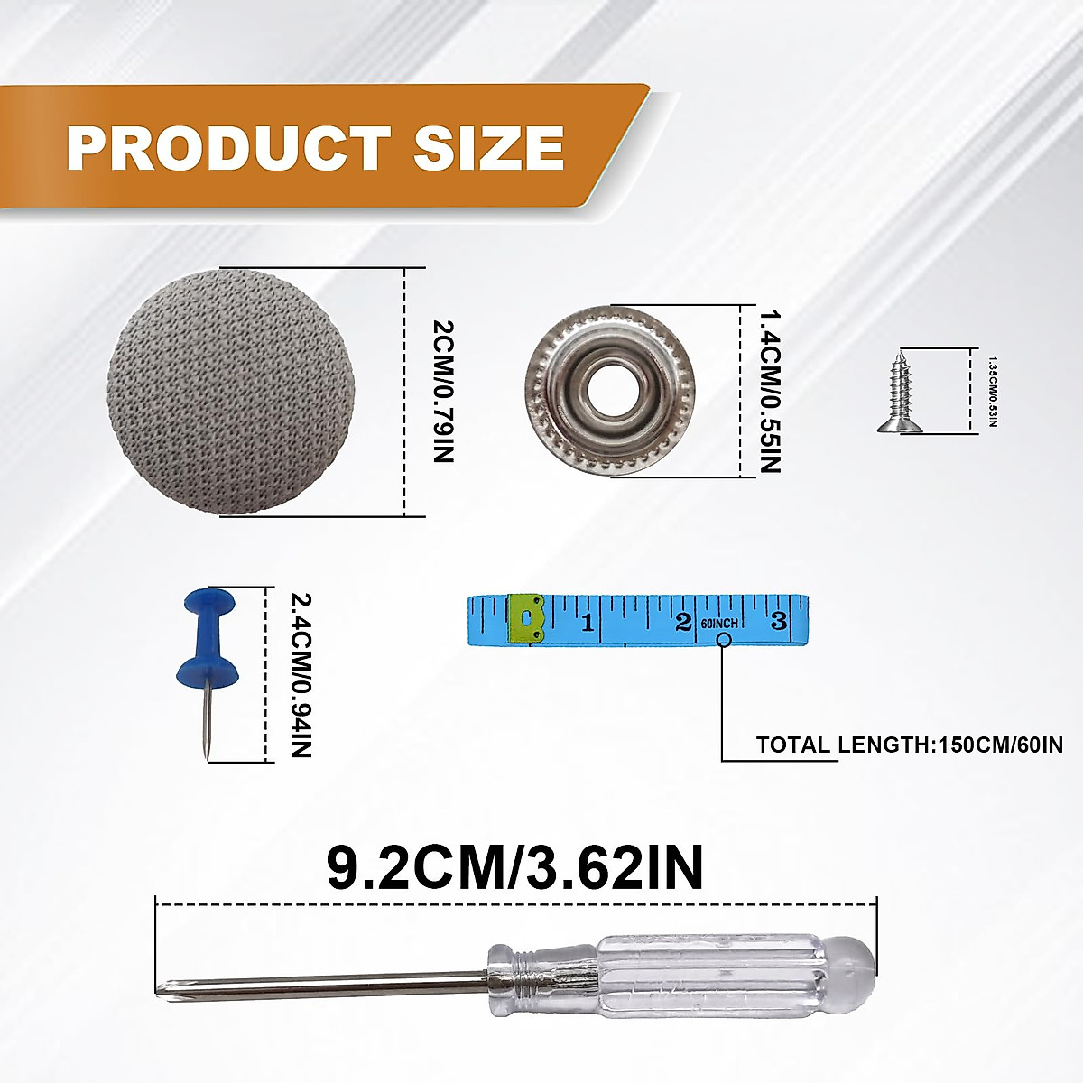 Car Roof Headliner Repair Kit Rivets Repair Button Interior Ceiling Cloth Fixing Repair Buckle with Installation Tool 60Pcs (Grey Grid)
