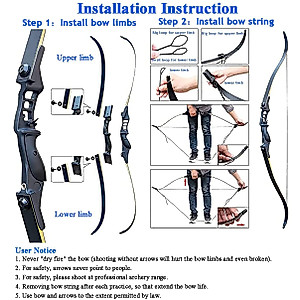 Monleap 52" Archery Bow and Arrow for Adults Takedown Recurve Bow Survival Bow Hunting Longbow with Arrows Quiver Metal Riser Right Hand for Target Shooting Practice (50lb)