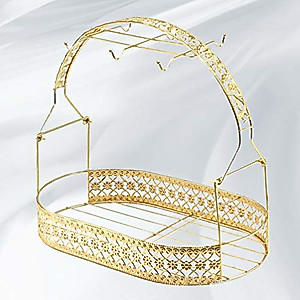 Operitacx Coffee Mug Holder with Saucer Organizer Cup Drying Rack 6 Cup Hooks Drainer Organizer Mug Tree Drinking Glass Holder Stand Mug Drainer Tray for Cups Mugs Cup Stand