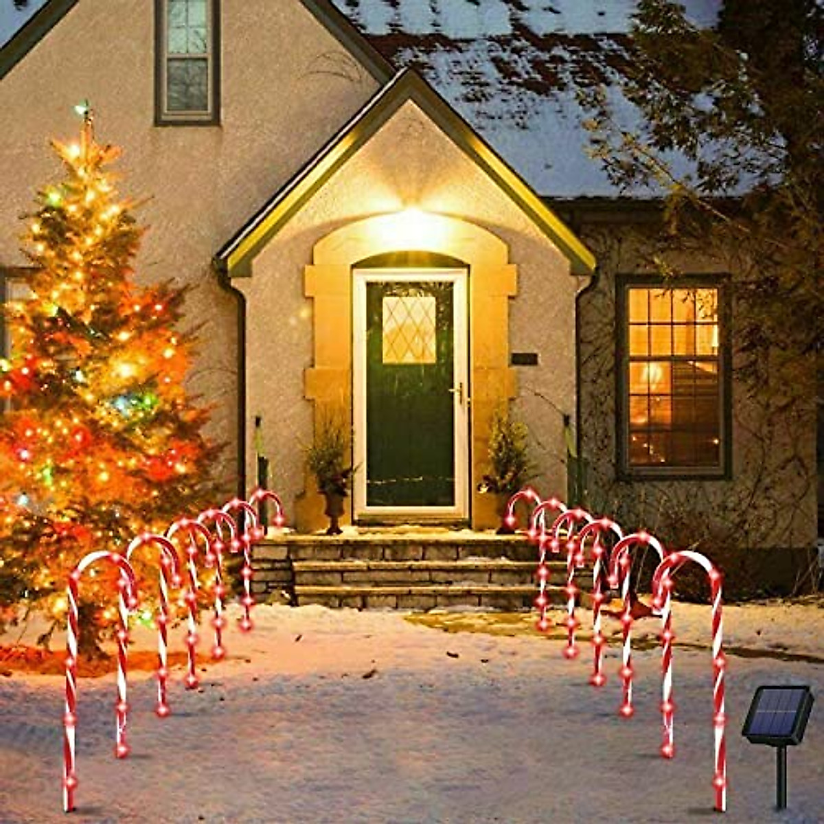 Christmas Candy Cane Lights,Solar Christmas Light， Christmas Candy Cane Pathway Lights， Christmas Decoration for Home Garden， New Year Xmas Lawn Lights，8pcs