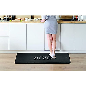 Rae Dunn Anti Fatigue Mat for Standing ‘Blessed’ - 20 Inch x 30 Inch - Cushion Foam Rubber Kitchen Mat for Floor - Non Skid Non Slip Pad for Back Pain, Knee Support, Foot Comfort