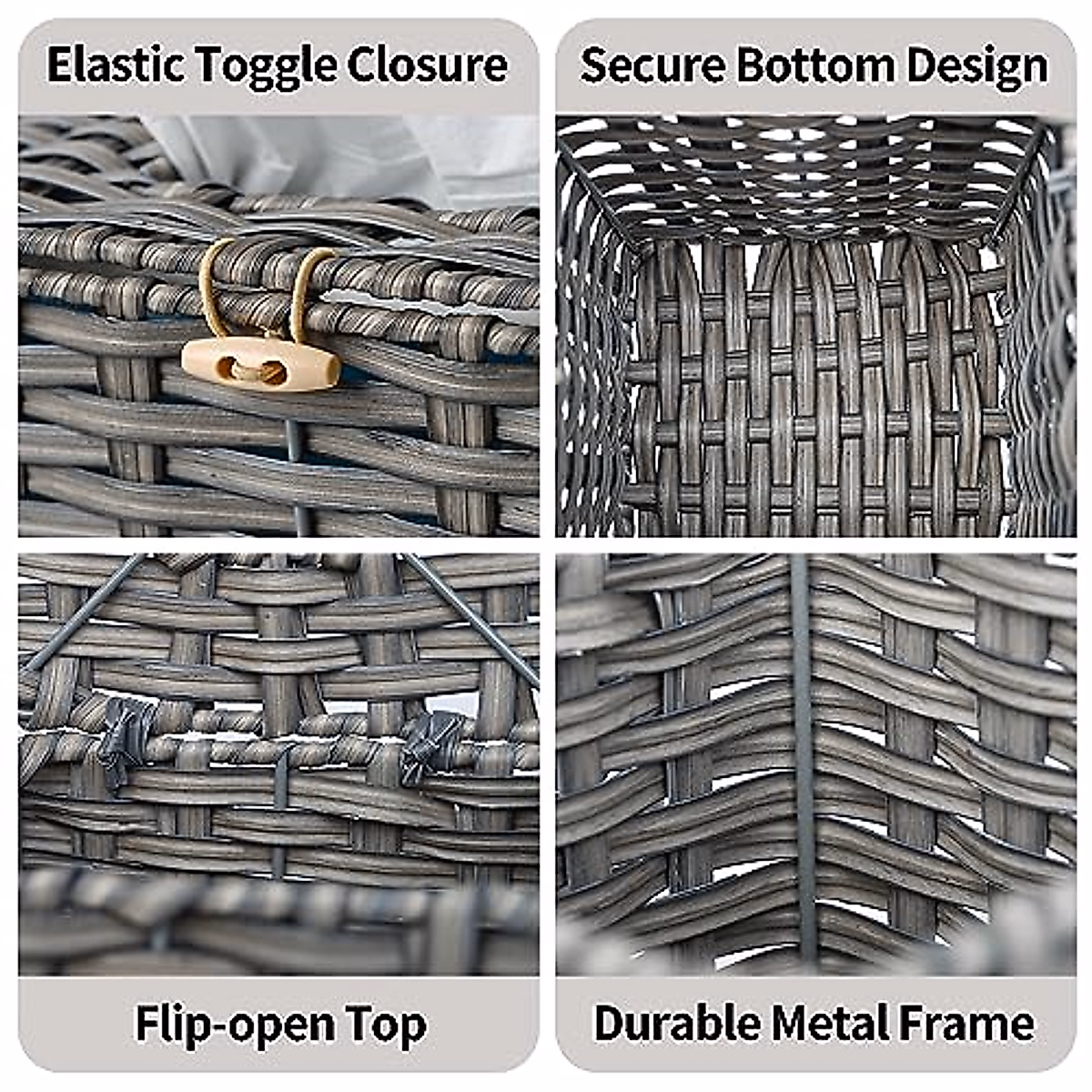 GRANNY SAYS Tissue Box Cover Rectangle, Tissue Box Holder, Tissue Holder for Bathroom, Decorative Wicker Tissues Cube with Elastic Toggle Closure, Tissue Cover Box for Toilet, Gray