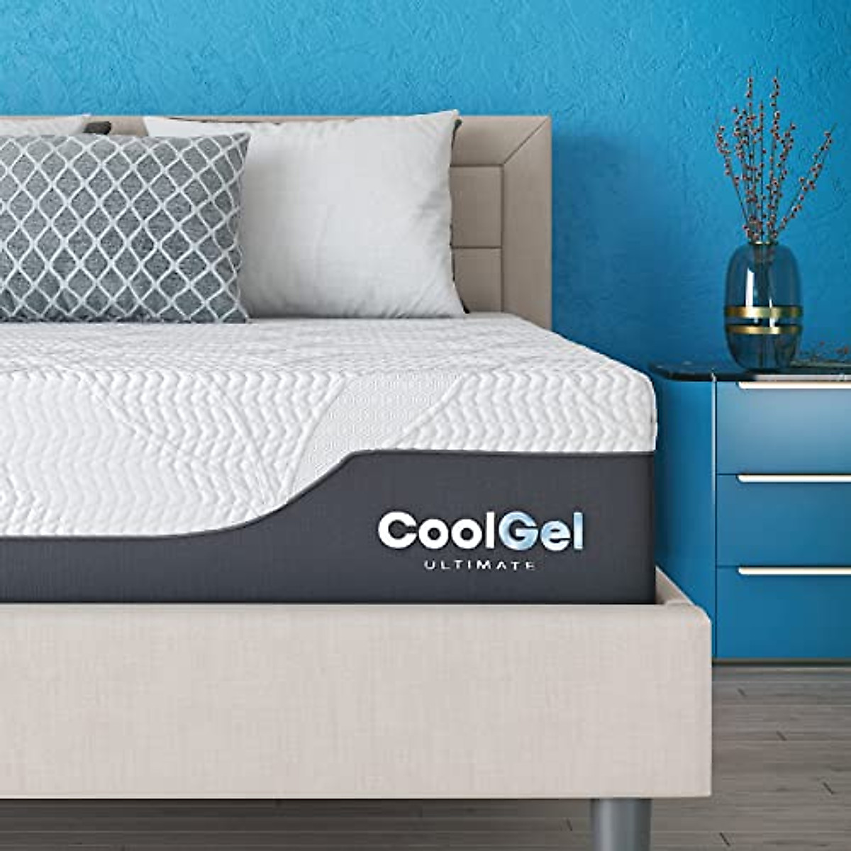 Classic Brands Adjustable Comfort Upholstered Adjustable Bed Base, Twin XL, Black & Cool Gel Chill Memory Foam 14-Inch Mattress with 2 Bonus Pillows |CertiPUR-US Certified |Bed-in-a-Box, Queen