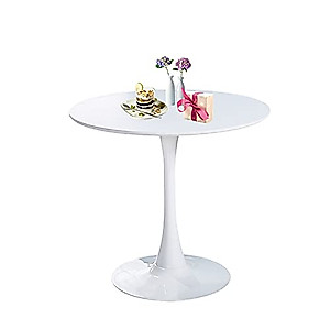 Round Dining Table White with Pedestal Base,31.5" Modern Tulip Dining Room Table for 1-4 People,Pedestal Dining Table with Round Top for Kitchen Living Room (Tulip Dining Table White)