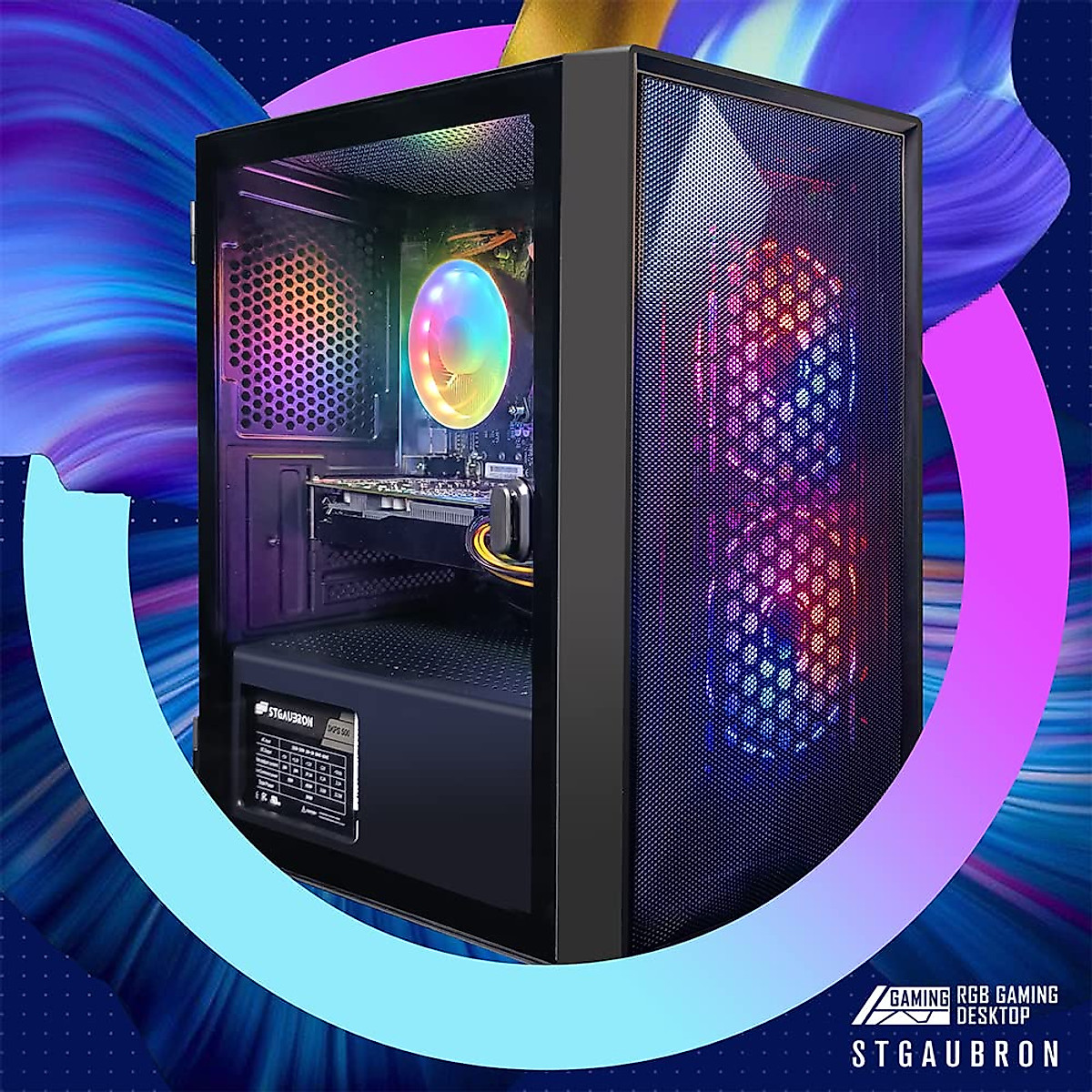 STGAubron Gaming Desktop PC,Intel Core I5 3.3Ghz up to 3.7Ghz,GeForce RTX 2060 6G GDDR6,16G RAM,512G SSD,WiFi,BT 5.0,RGB Fan x 3,RGB Keybaord & Mouse,RGB Mouse Pad,RGB Bluetooth Sound Bar,W10H64