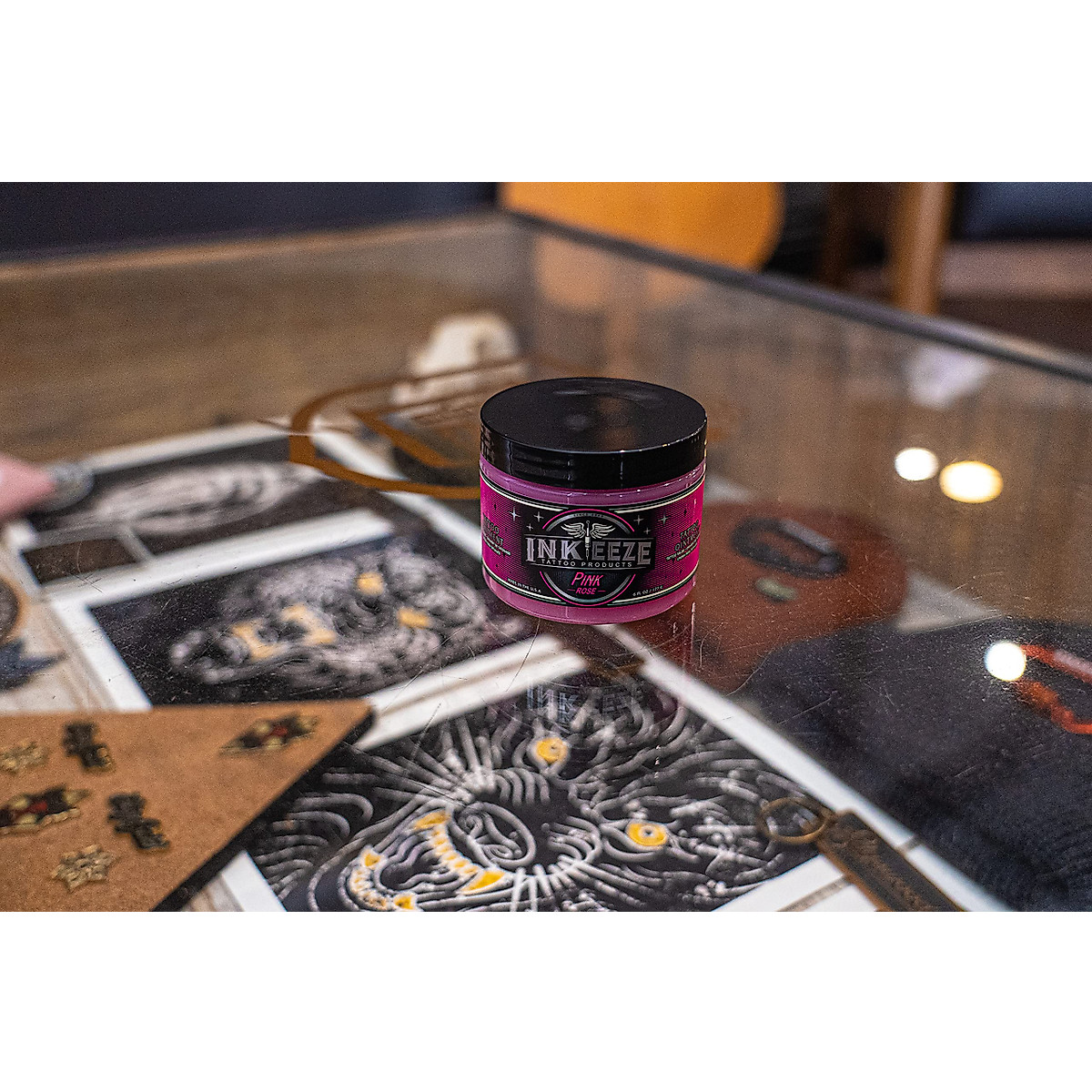 INK-EEZE Pink Tattoo Ointment for Artists and Aftercare, Essential Oils, Vegan, Cruelty Free, Made in USA, Bubble Gum, 6oz