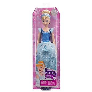 Mattel Disney Princess Toys, Cinderella Fashion Doll, Sparkling Look with Blonde Hair, Blue Eyes & Hair Accessory, Inspired by the Movie