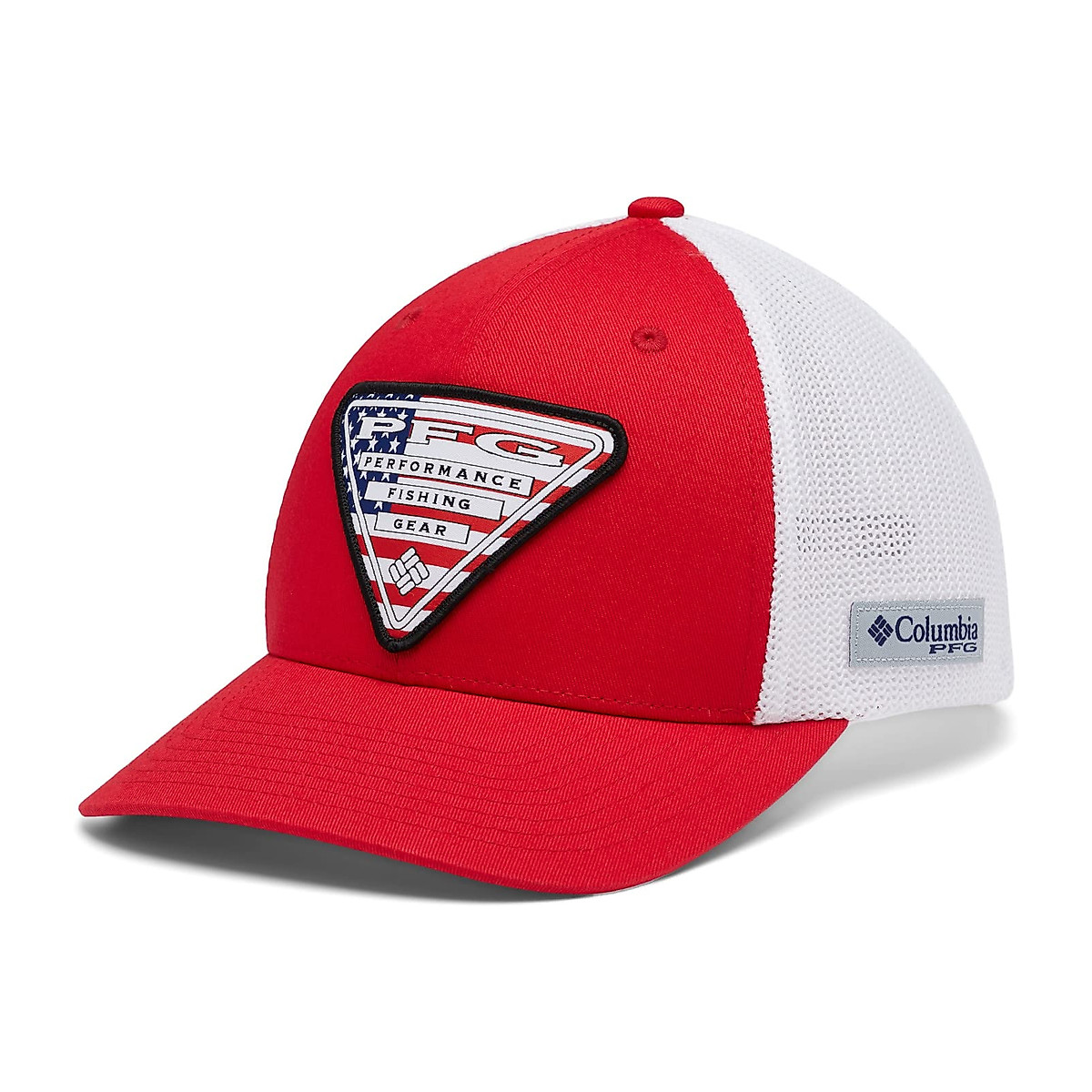 Columbia PFG Mesh Stateside Mountain Red/USA Triangle SM/MD (6 5/8-7)