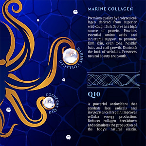 GOLDOPUS Marine Collagen Capsules with Hyaluronic Acid, Coenzyme Q10, Vitamin C - Preserve Beauty and Youth - Promote Firm Skin, Strong Nails&Hair, Healthy Joints, 90 Capsules, 1 Month Supply