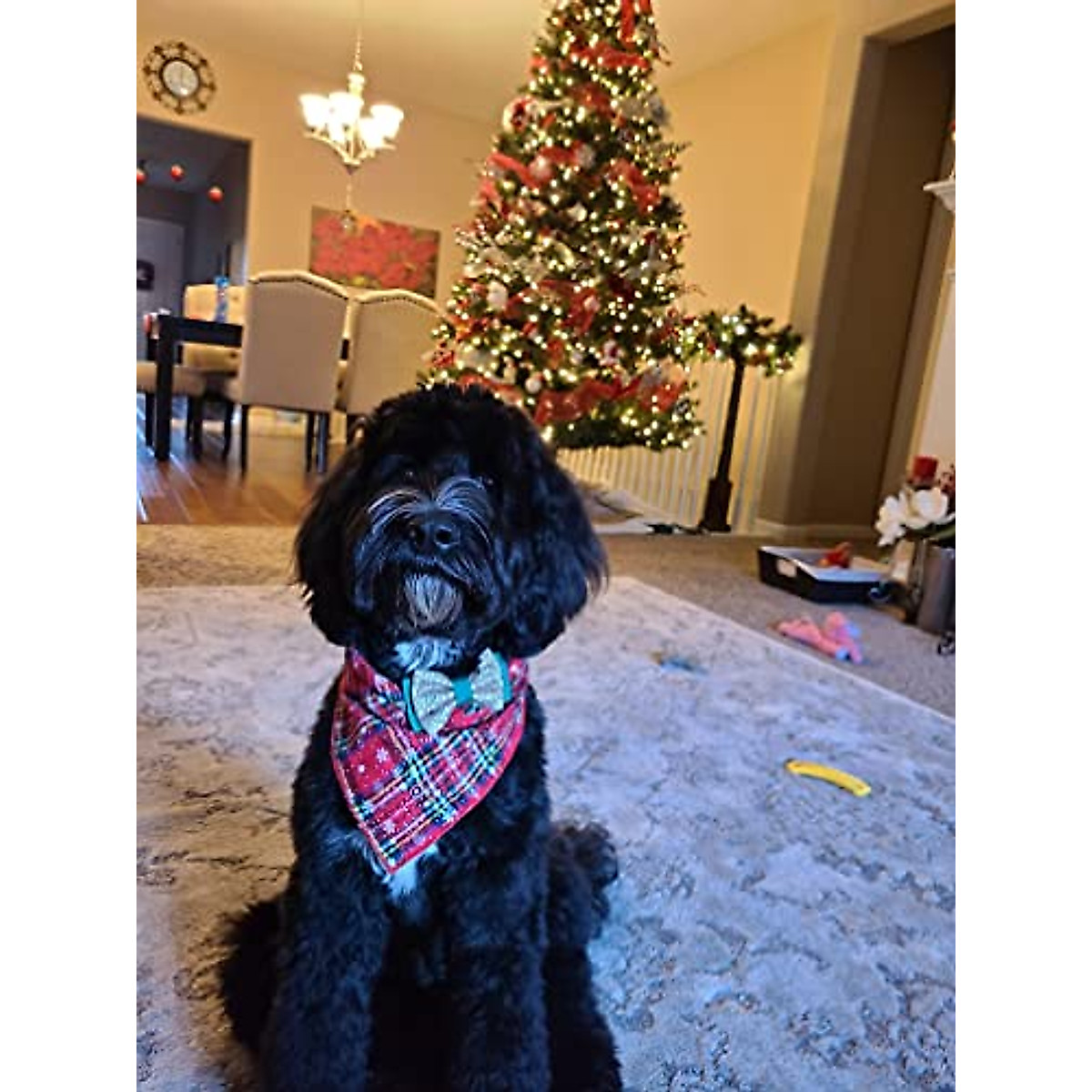 Christmas Bandana for Dogs,2 Pack Plaid Dog Bandanas Set for Xmas Holiday