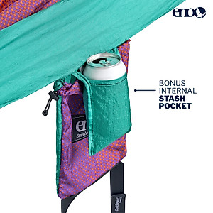 ENO DoubleNest Hammock - Lightweight, Portable, 1 to 2 Person Hammock - for Camping, Hiking, Backpacking, Travel, a Festival, or The Beach - Fade/Seaglass